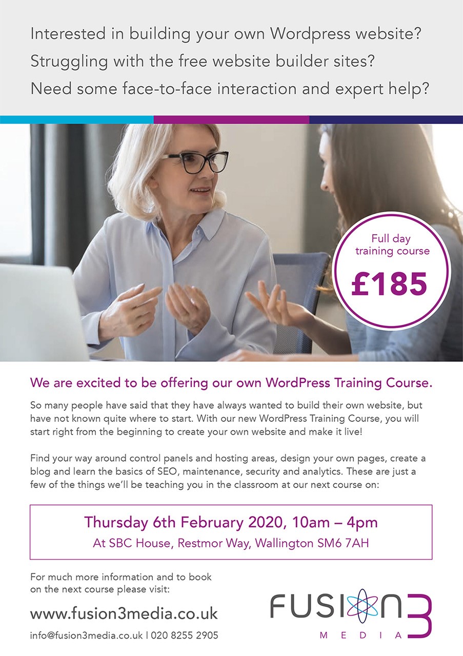 Learn Wordpress Training Course - Fusion3media Limited Design | Print ...